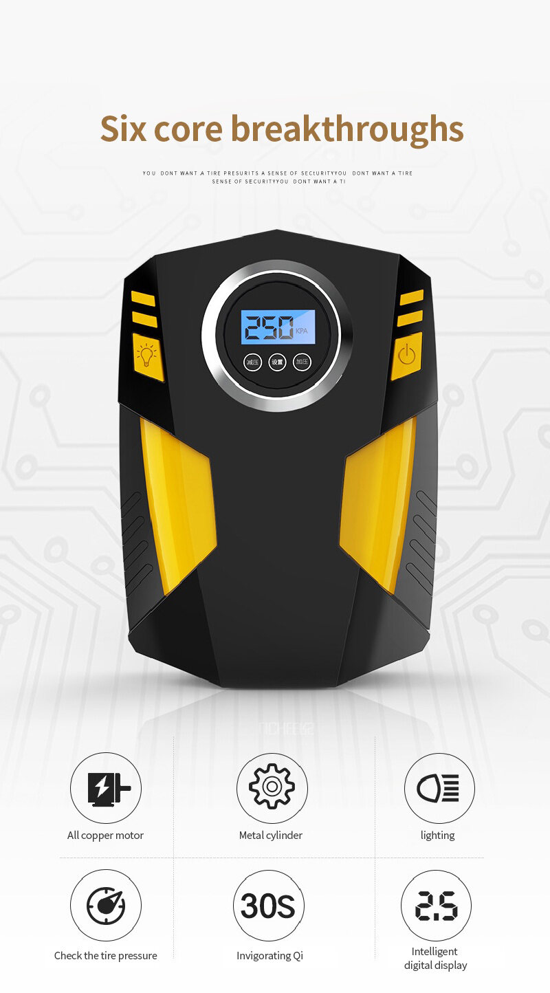 Portable Air Pump Tire Inflator Handheld Air Pump with Pressure Gauge ...