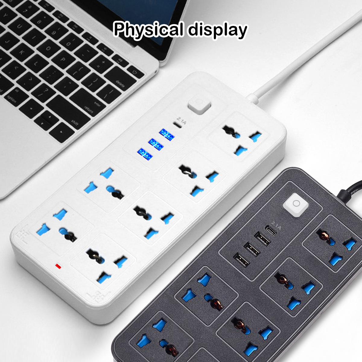 Power Socket 6-Hole Power Socket Extension Cord USB Extension Plug 2 ...