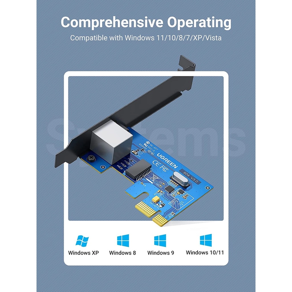 UGREEN PCI-E NETWORK CARD 10/100/1000MBPS RJ45 GIGABIT PORT | Shopee ...