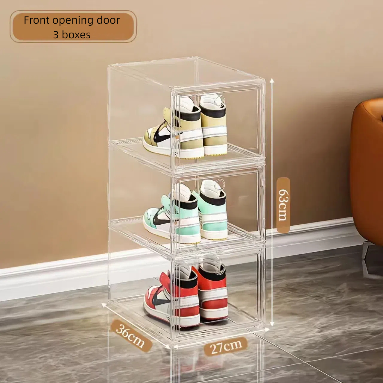 Acrylic transparent shoe box foldable shoe rack cabinet storage display ...