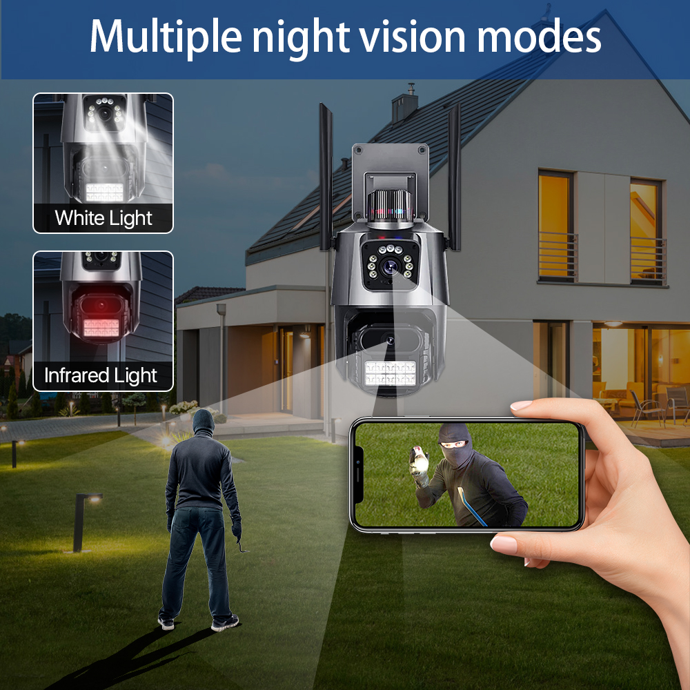 V380 Pro Wireless S08 Dual lens Outdoor Waterproof Wifi 360 cctv camera ...