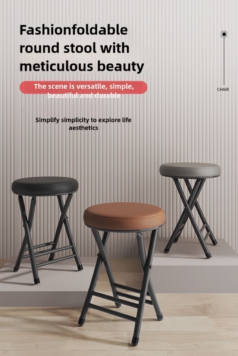 READY STOCK！🔥Nordic simple foldable stool household round stool stall ...