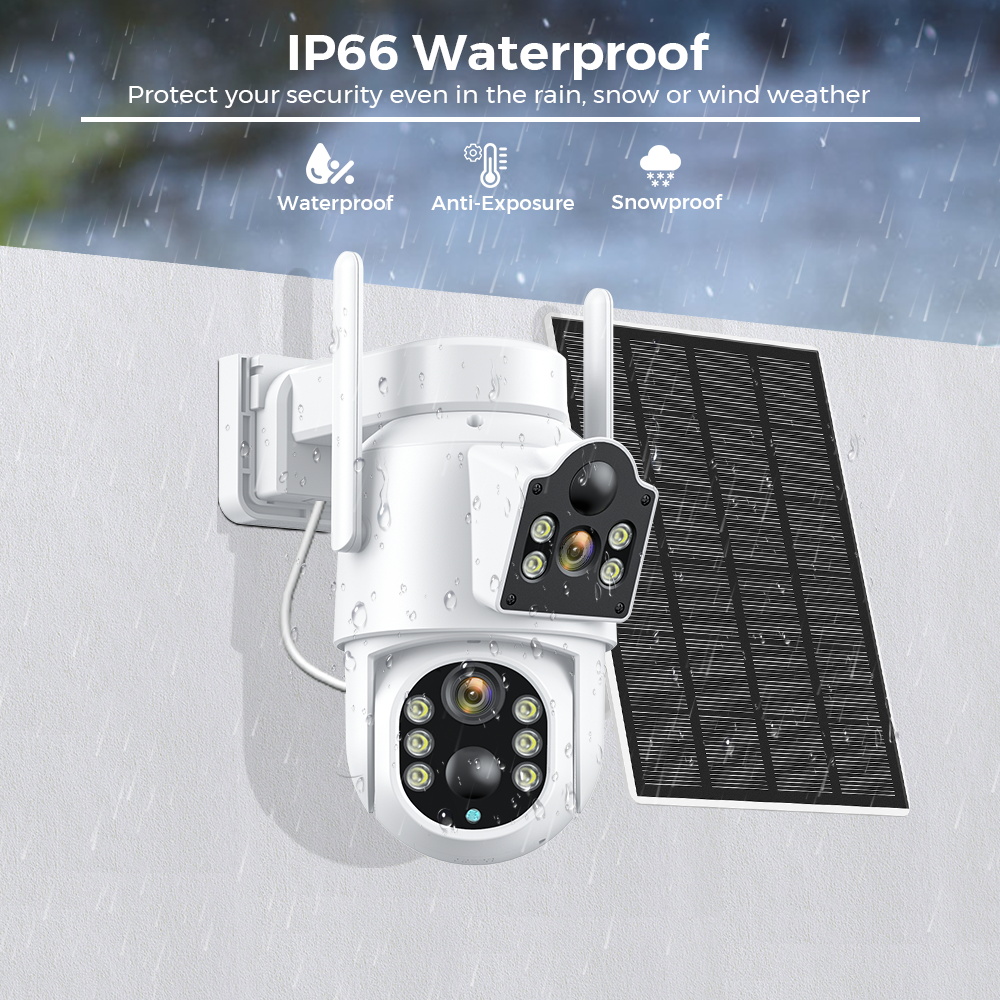 ICSEE CCTV Solar Wireless Outdoor 4MP Dual Lens 1080P FHD 360° IP66 ...