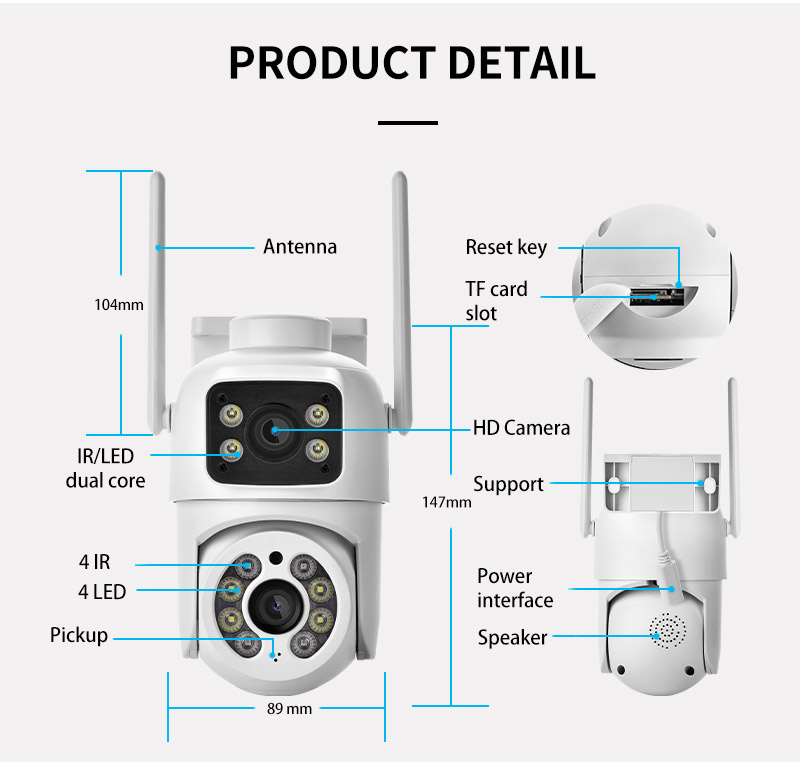 V380 Pro CCTV Camera Q13 Dual Lenss wireless wifi CCTV Full Color Night ...