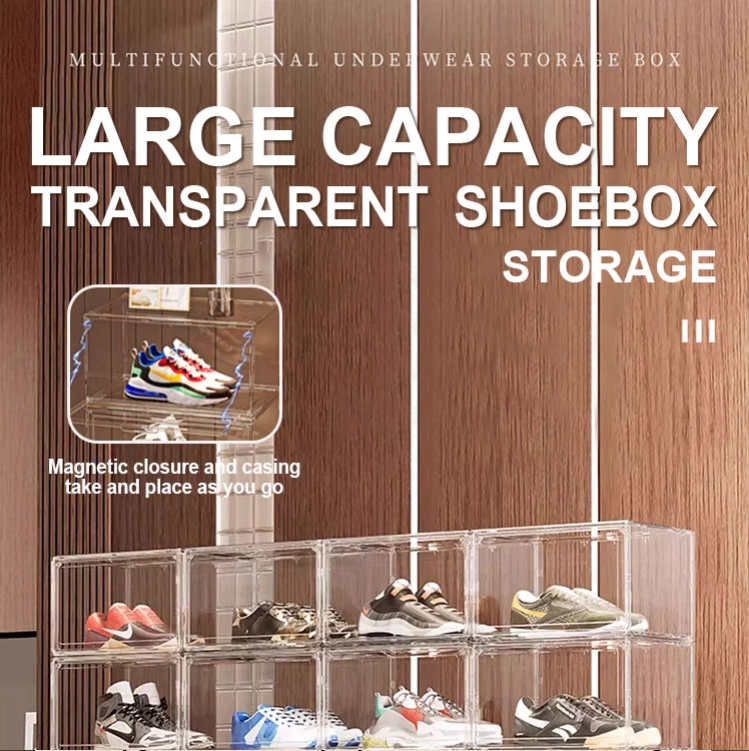 acrylic shoe box transparent shoes storage box box kasut rak kasut ...