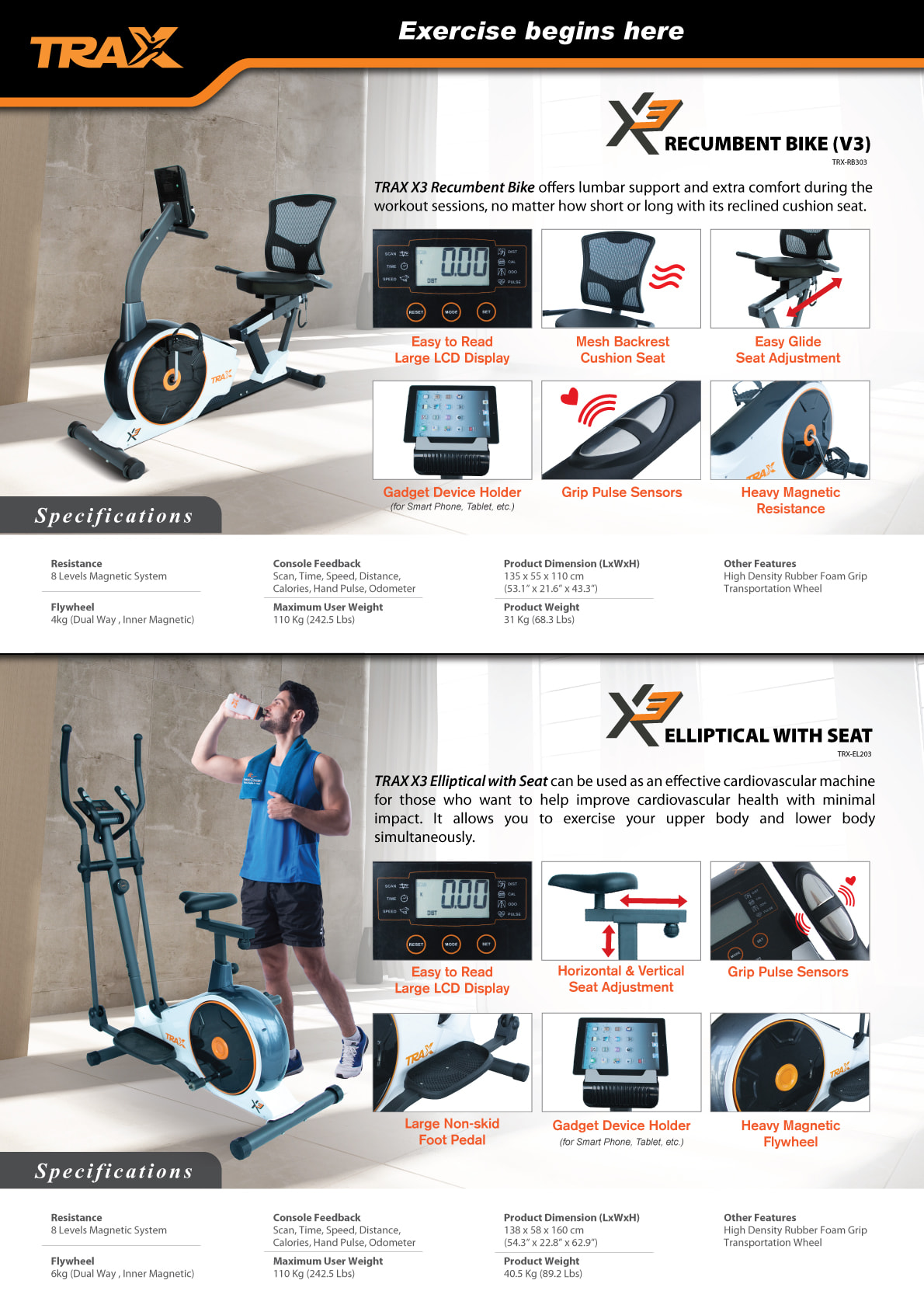 Fitness Concept Elliptical Trax X3 With Seat | Shopee Malaysia