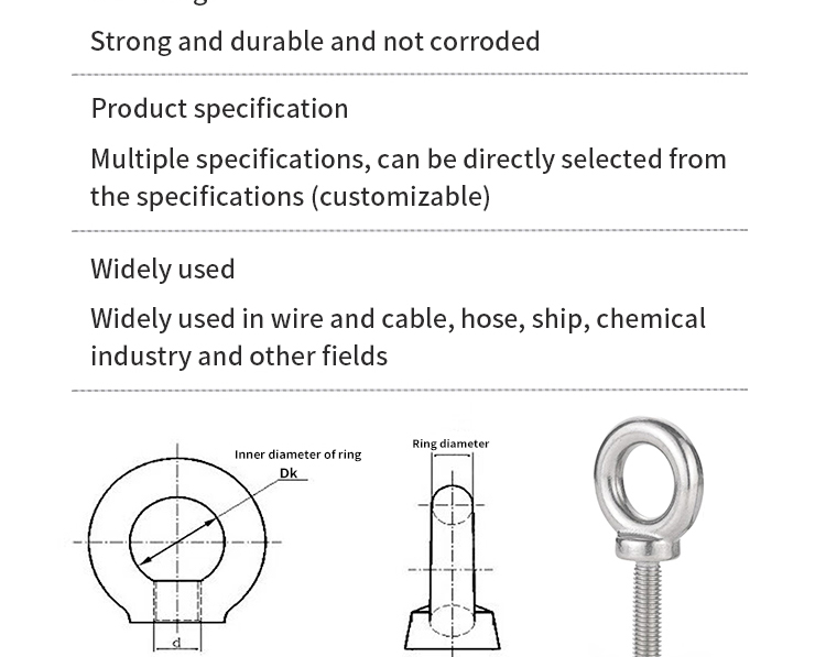 304 Stainless Steel eye bolts lengthened eye screw ring lifting eye ...
