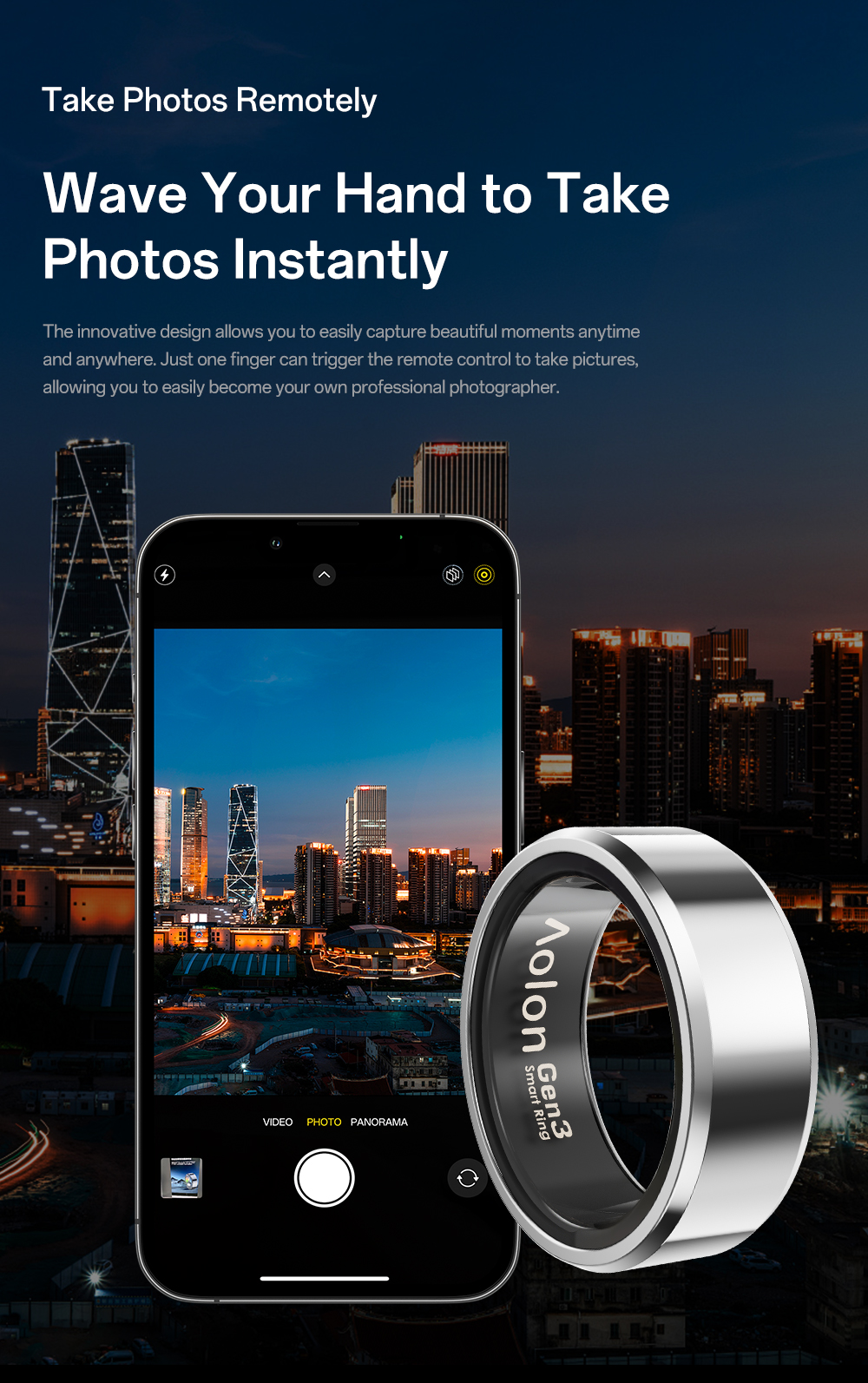 Hello x Aolon Gen3 Smart Ring neutral Waterproof Swimming Fitness Heart ...