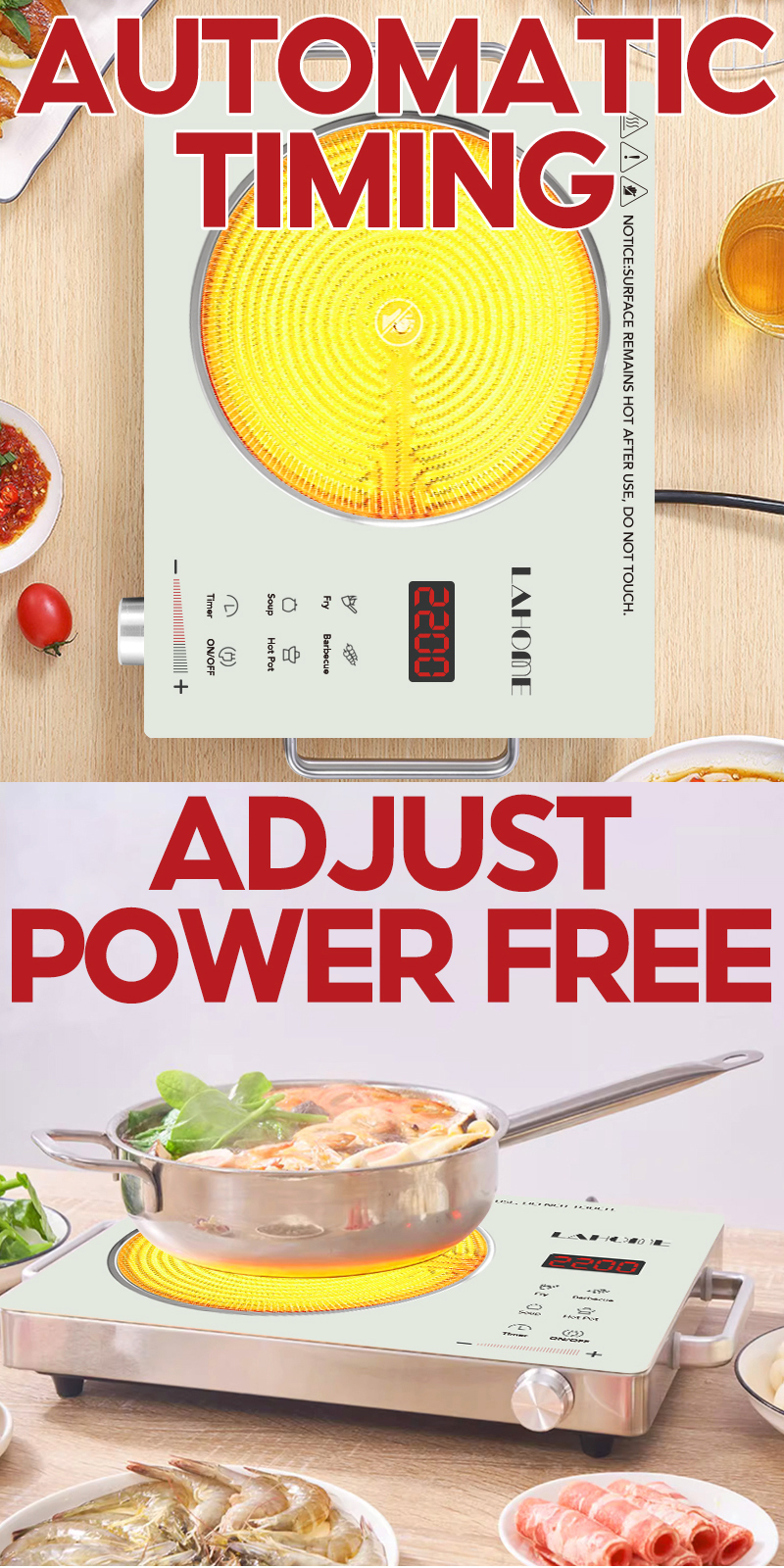 LAHOME Electric Smart Ceramic Stove Super Energy Saving Original Timer ...