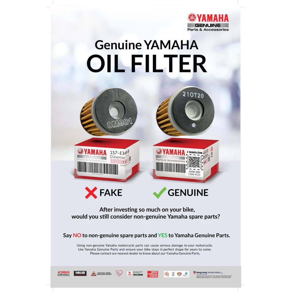 YAMALUBE ENGINE OIL 10W-40 1L FULLY SYN YAMAHA GENUINE OIL FILTER 135LC/Y15ZR/SRL115/EZ115/Y16ZR ...