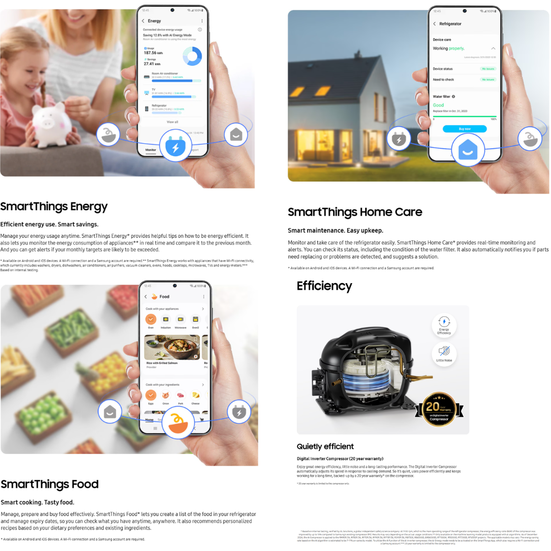 Samsung RS80F65GNFME 609L Food Showcase Side By Side Refrigerator (Black) | ESH | Shopee Malaysia