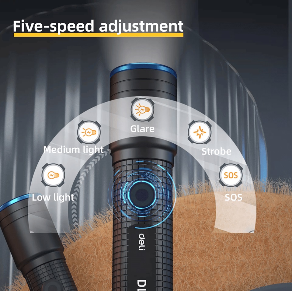 DELI Flashlight DL551011 100 Lumens Rechargeable LED Torchlight Torch ...