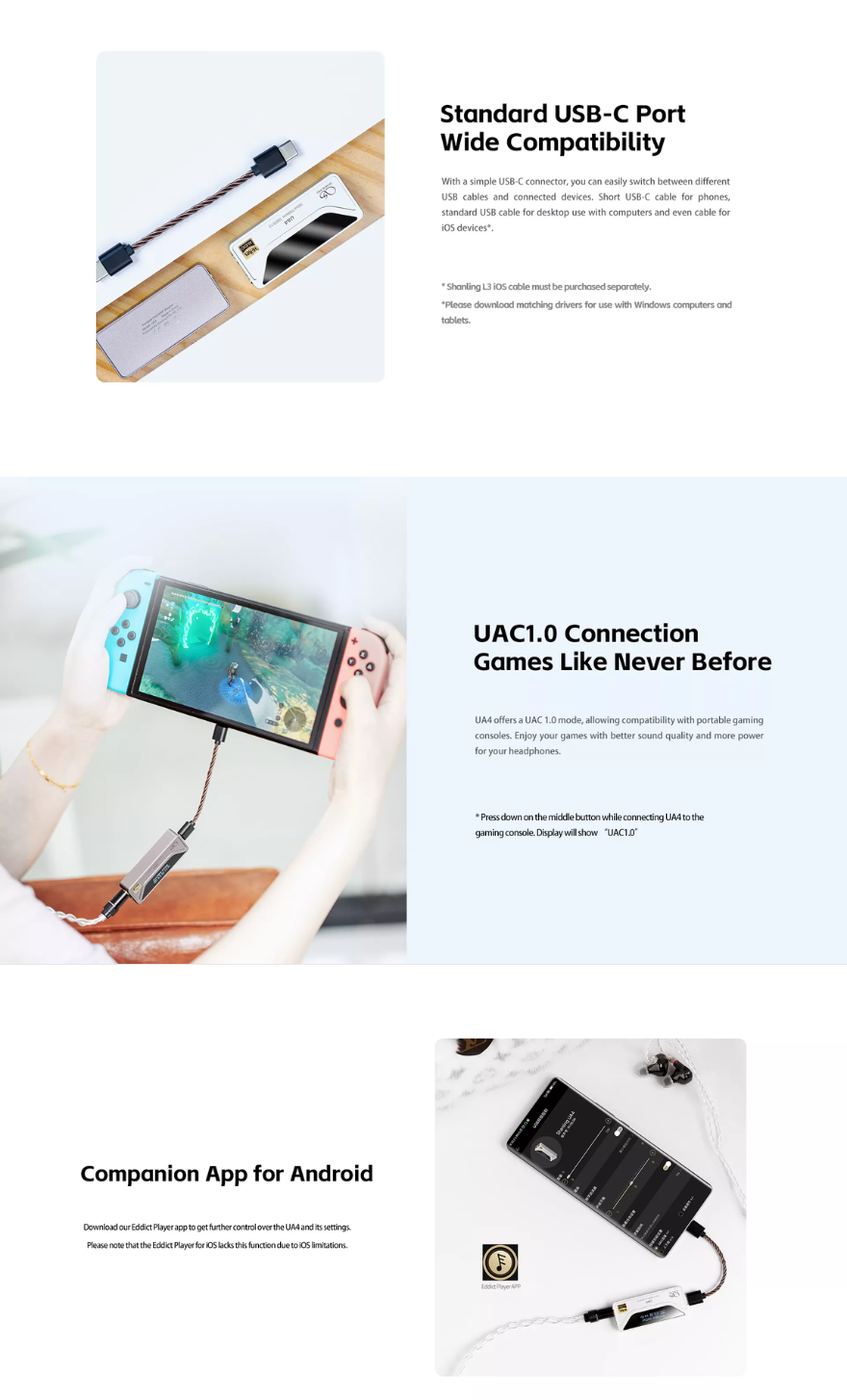 Shanling UA4, Portable DAC/AMP: ESS ES9069Q, Dual RT6863 Amps, 4.4mm Balanced, 211mW@32Ω, Hi-Res ...