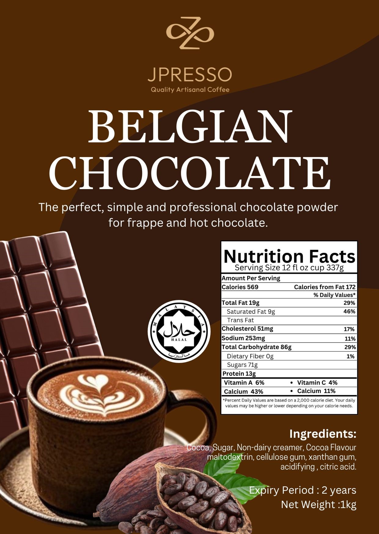 JPRESSO Belgian Chocolate Powder, 1KG (Ready Stock) | Shopee Malaysia
