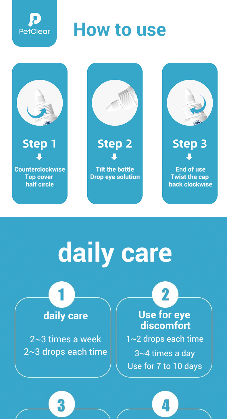 PetClear Pet Eye Drops 60ml Eye Cleaning Care Tear Stain Remover Eye ...