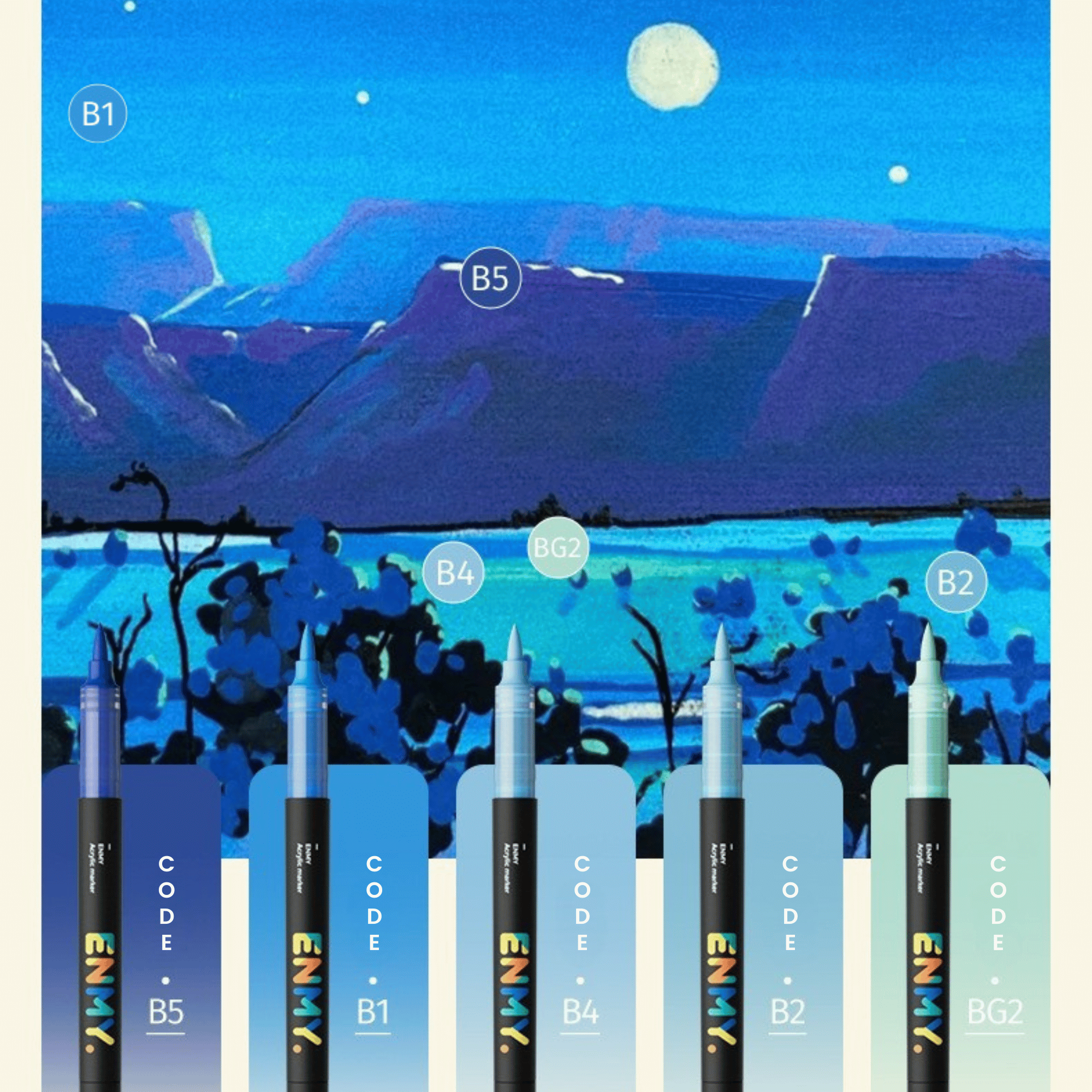 ENMY Individual Acrylic Marker Soft Tip Pen Refill Set Paint Drawing ...
