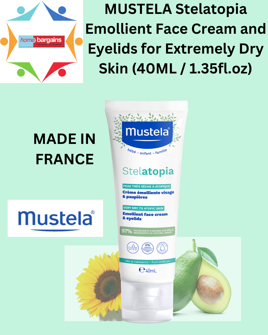 MUSTELA Stelatopia Emollient Face Cream and Eyelids for Extremely Dry ...