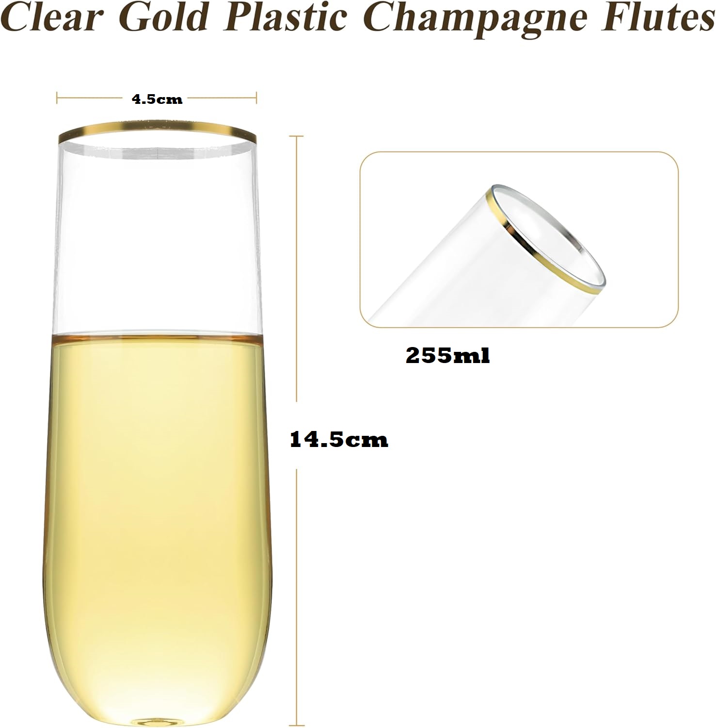 Cabani Multiple Choice Cups Clear Goldrim Plastic Cups 100pcs Pack ...