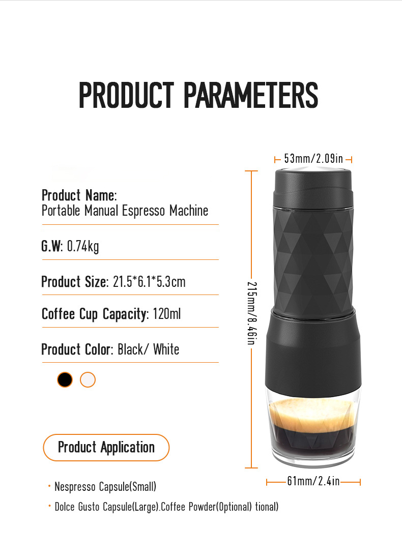 Portable Manual Coffee Maker 3 In 1 Hand Press Espresso Coffee Machine ...