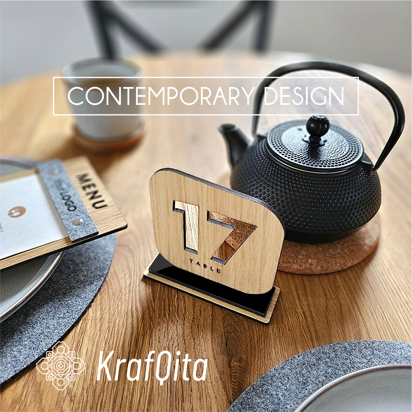 Wooden table number signs with stand for Restaurant, Wedding table ...