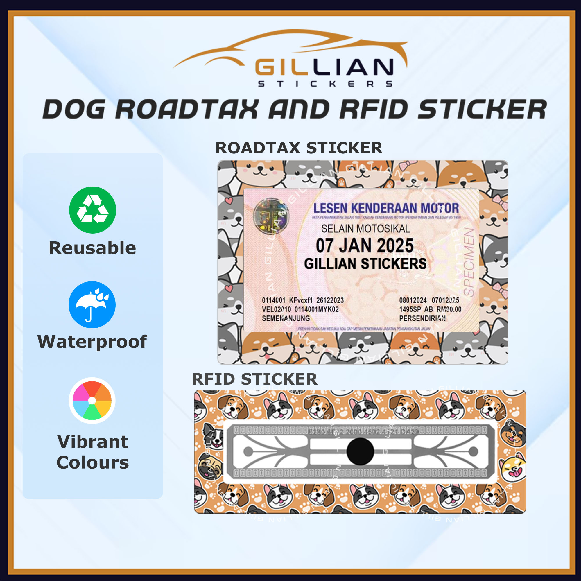 Dog RFID Car Sticker Cute Cartoon Accessories (RFID Tag Not Included ...