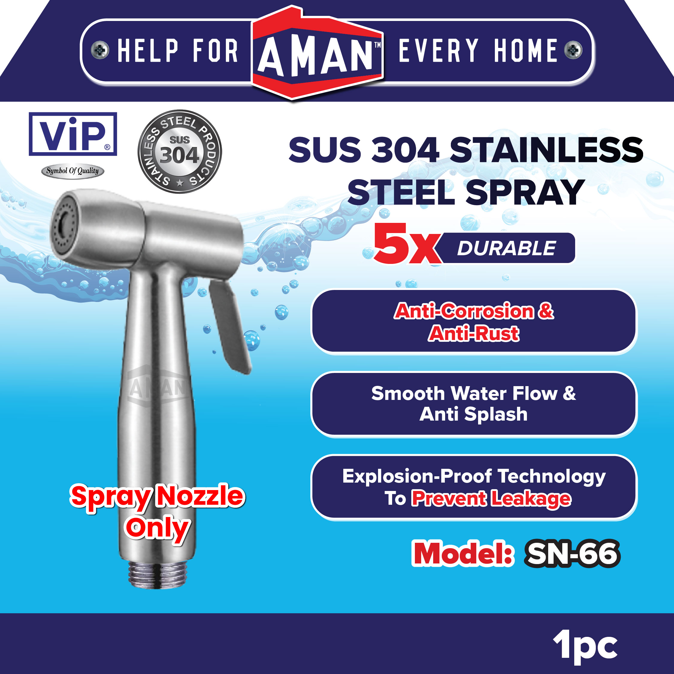 VIP SUS-304 Stainless Steel Hand Bidet Spray With Flexible Hose ...