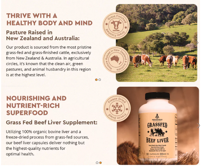 Ancestral Supplements Grass Fed Beef Organ Supplement, Supports Whole ...