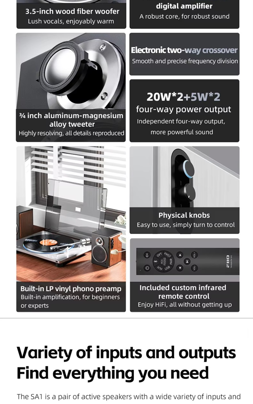 FiiO SA1, High-Fidelity Desktop Active Speaker: with 31 high-precision ...