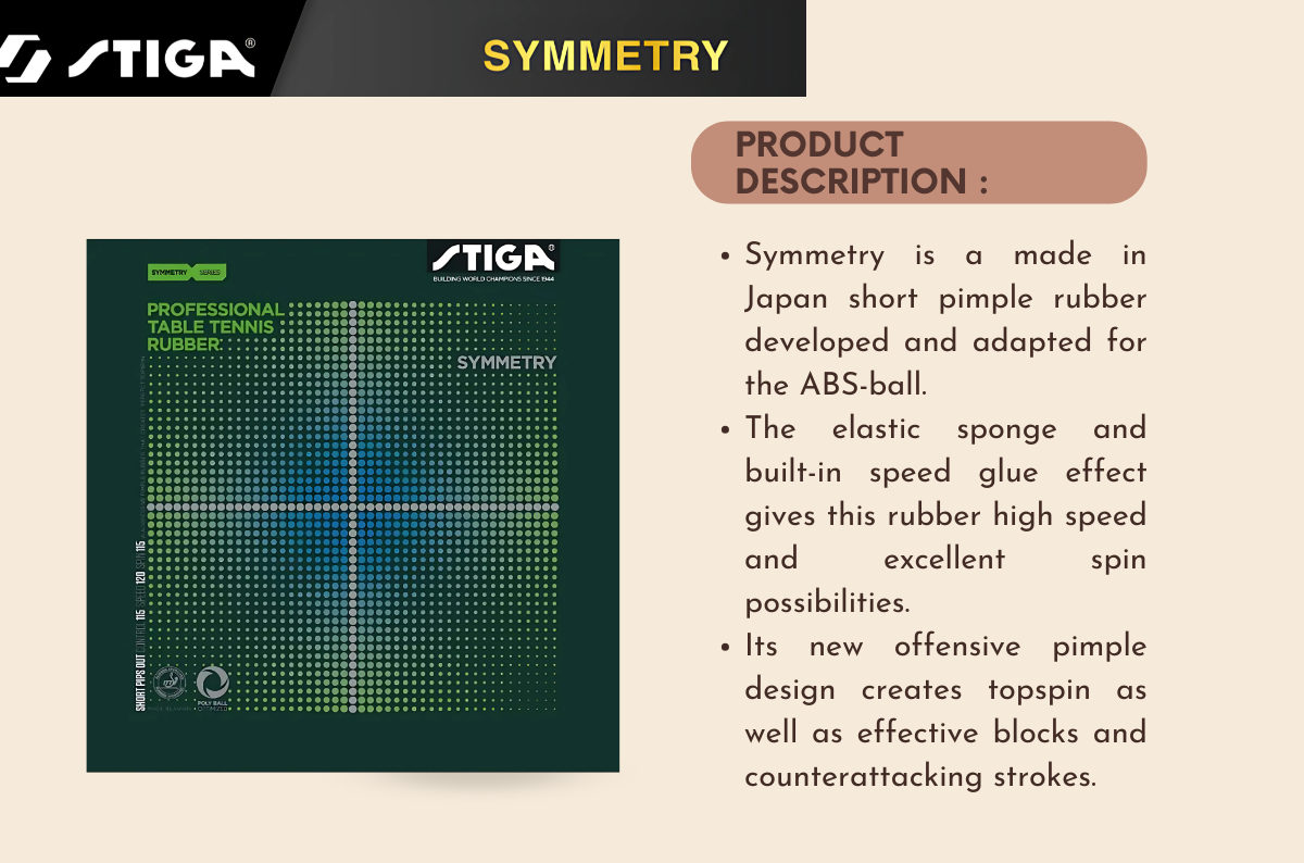 STIGA Symmetry Professional Table Tennis Short Pimples Rubber | Rubber ...