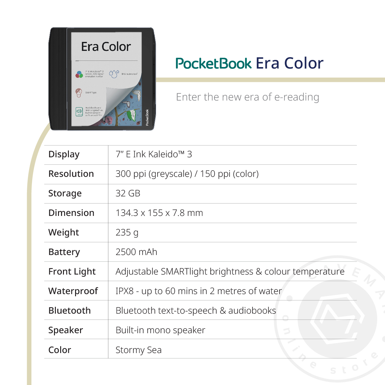 PocketBook Era BW & Color - 16 / 32 GB + 7 Inch Display eReader ...