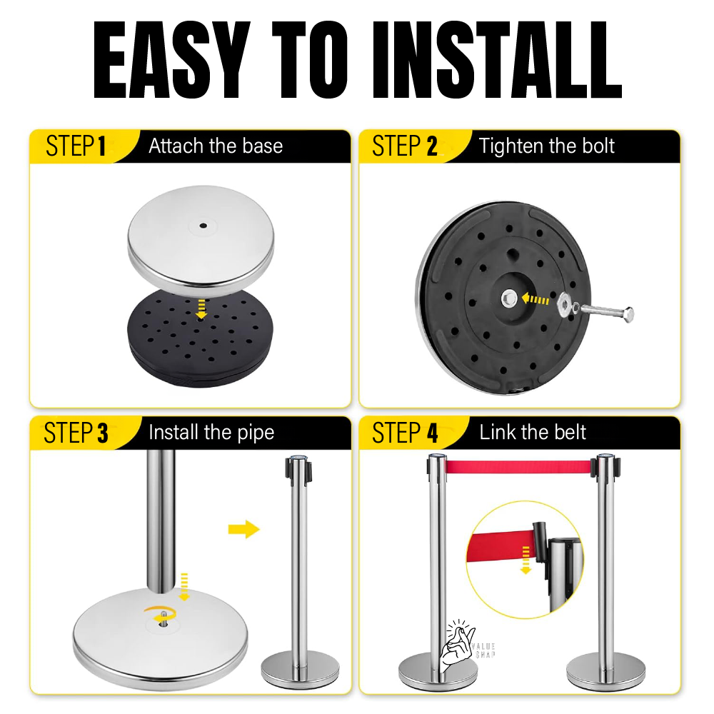 Queue Stand Barricade Barrier Metal Pole Queue Up Stand Stainless Steel ...