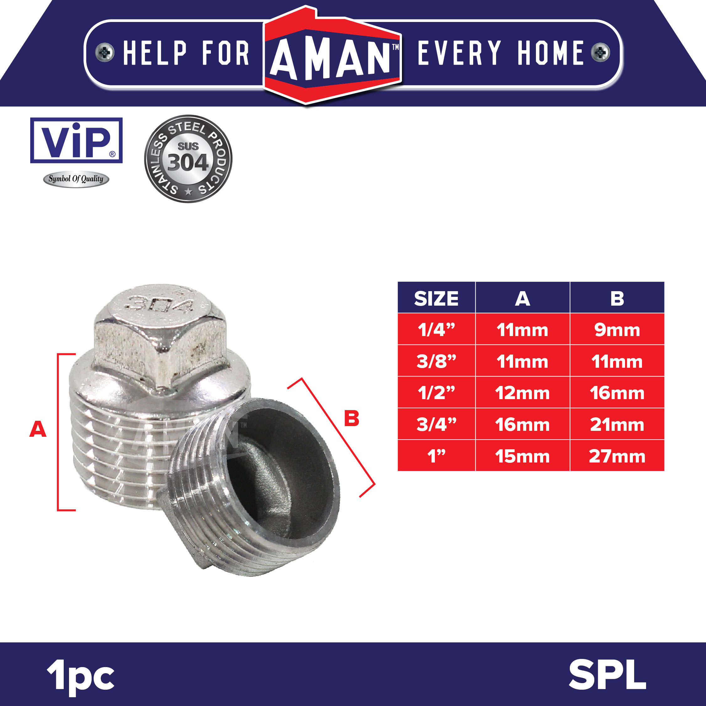 ViP 3/8" SUS 304 Stainless Steel Pipe Fitting Screwed Type Equal Elbow ...