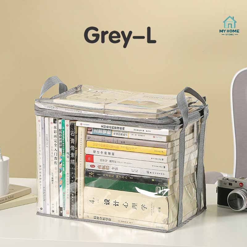 Large Book Storage Bag Clear PVC Portable Book Comic Toy Snack Storage ...