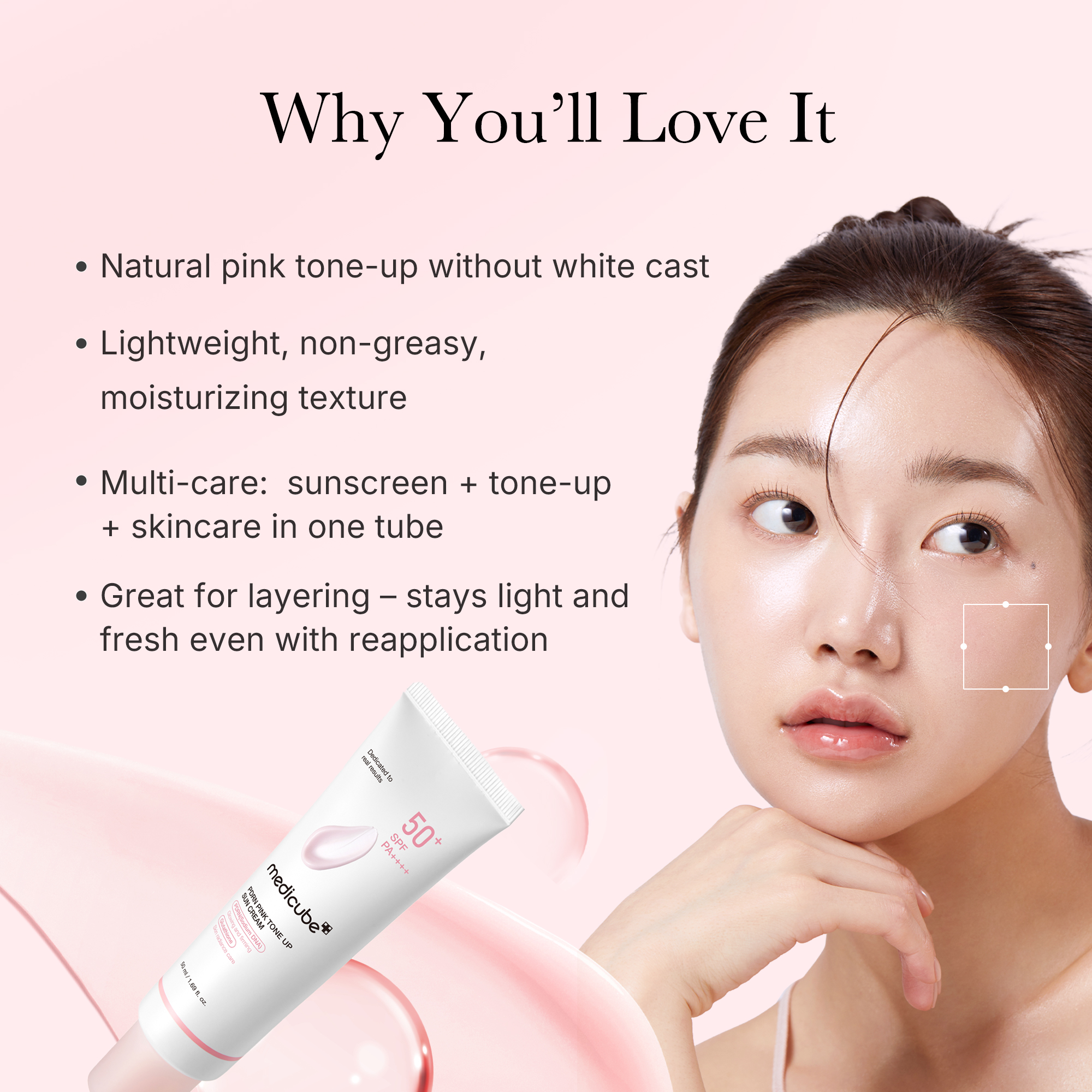 [medicube official] PDRN Pink Tone Up Sun Cream 50ml | Ringan | Pelindung Matahari Harian ...