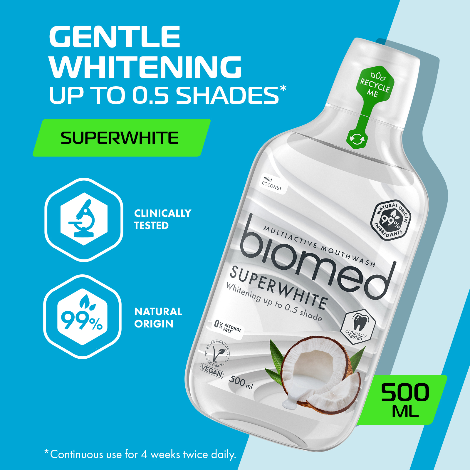 Biomed Superwhite Mouthwash, Fluoride Free (500ml)| Pencuci mulut 漱口水 ...