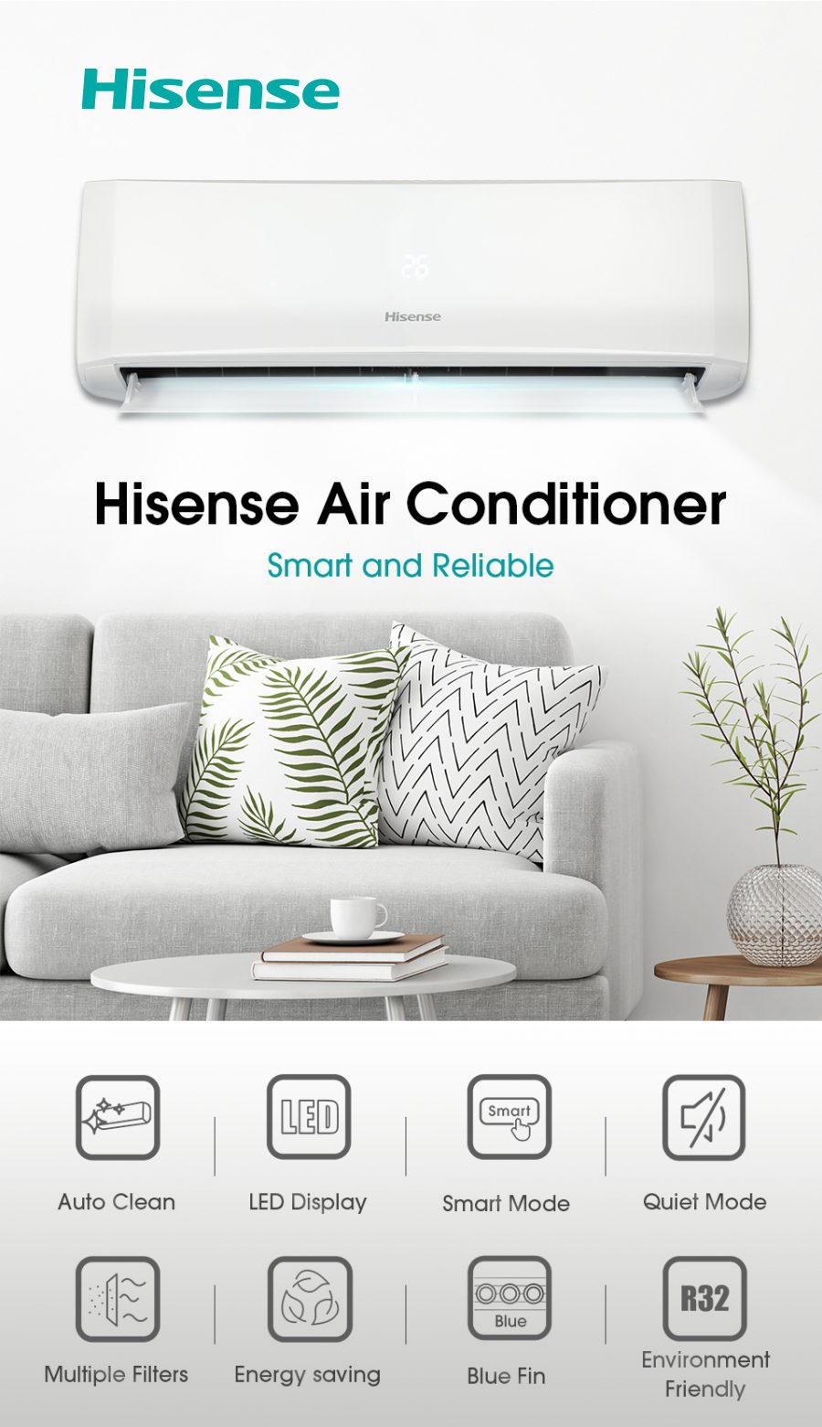 HHisense Non-Inverter Air Conditioner 1.0HP AN09CBG/ 1.5HP AN12CBG ...