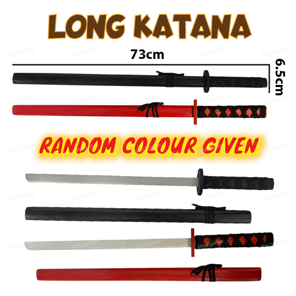 Long/Short Samurai Katana Wooden Kid Toys Japanese Style Kendo Pretend ...