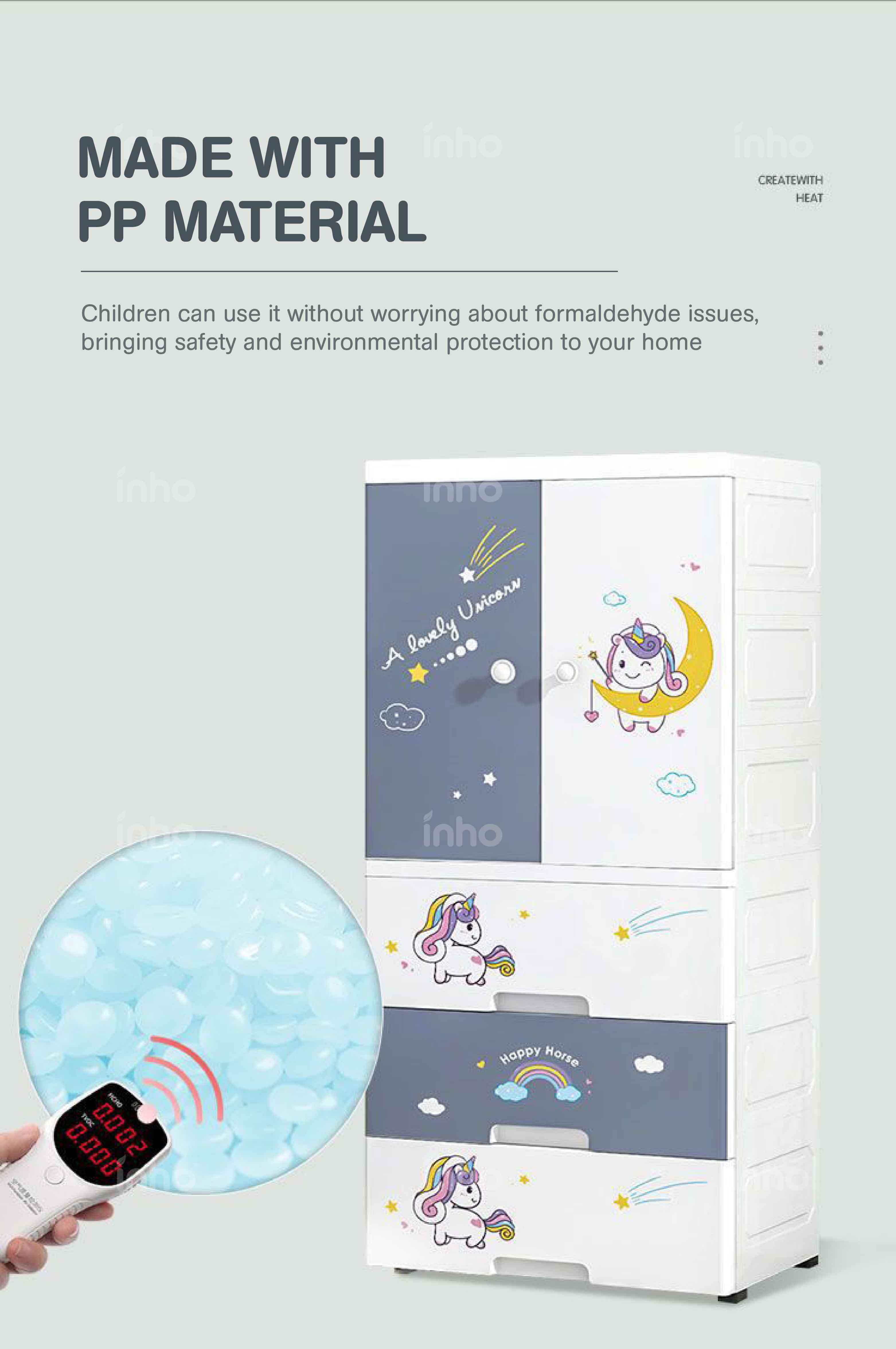 【𝗨𝗽𝗴𝗿𝗮𝗱𝗲𝗱】INHO L56/60cm Cartoon Theme Design Children's Kids Wardrobe ...