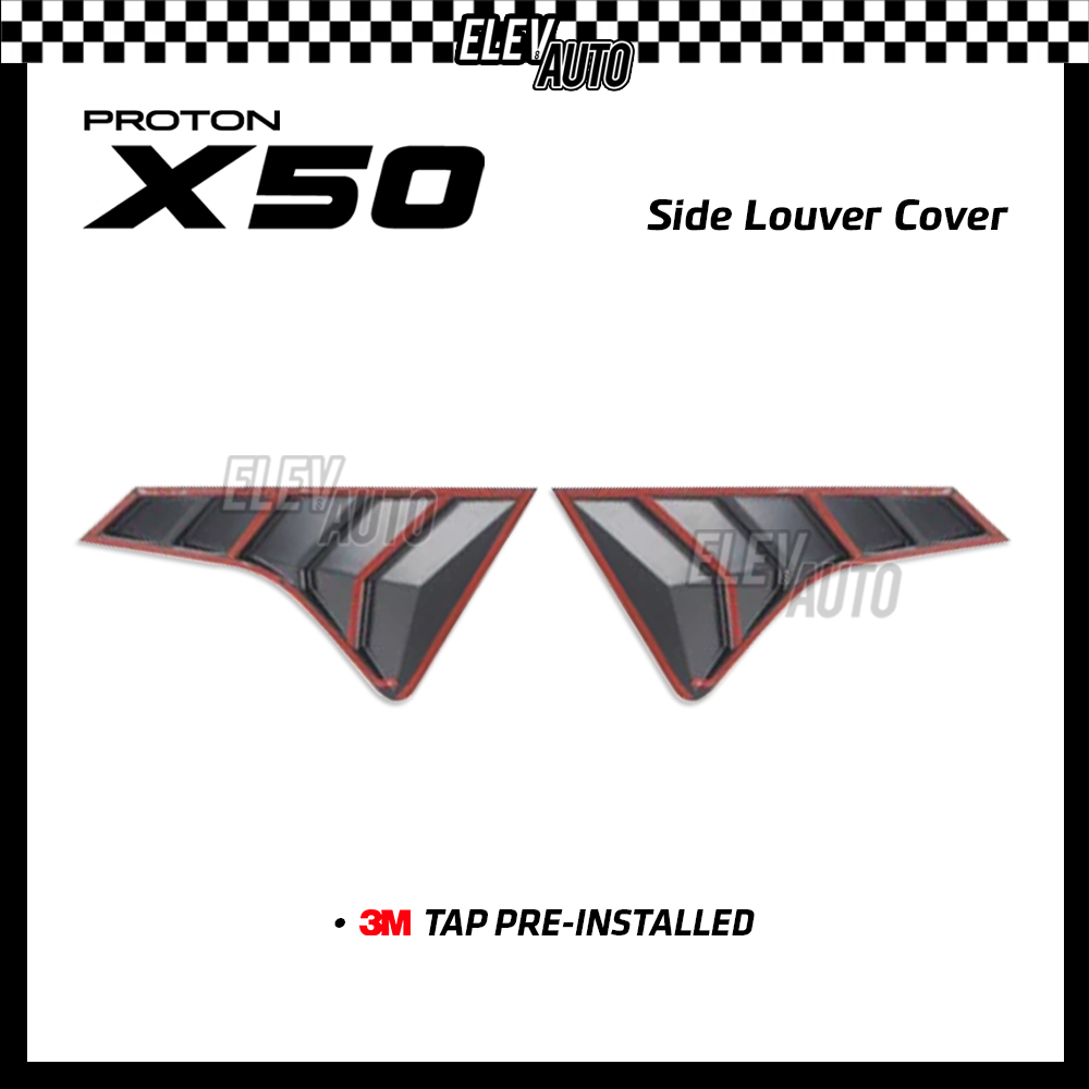 Proton X50 Rear Side Louver Cover Shark Fin Window Trim Carbon Black ...