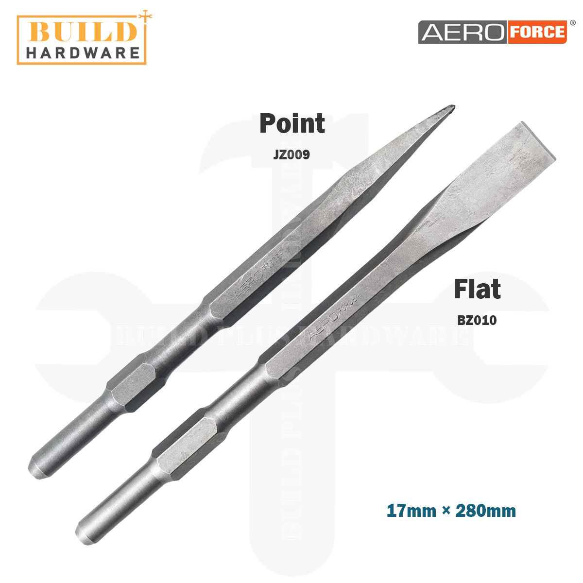 AeroForce Hex Shank Chisel SDS Bull Point (Flat / Point) Hex Head ...