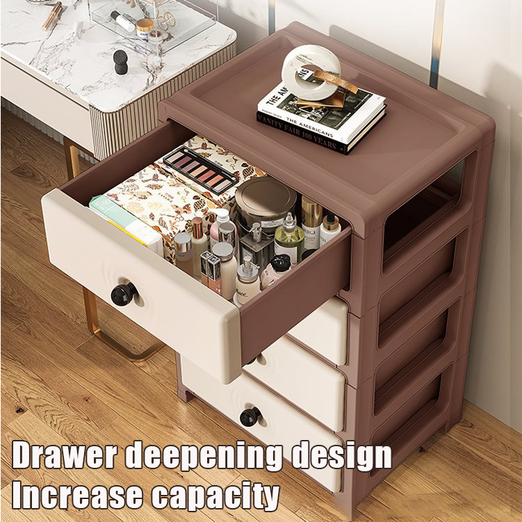 Kukaa L35CM Bedside Plastic Drawer Cabinet With Wheel Almari Baju ...