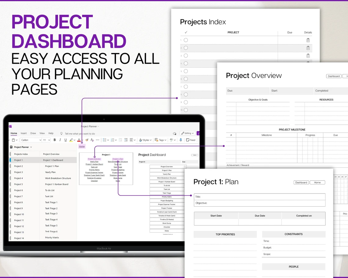 OneNote Project Planner Project Tracker Project Management Digital ...