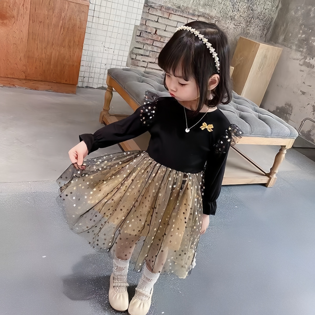 PRINCESS KESLI 1-8 Years Girl Hitam Gaun Budak Long Sleeve Dress Baju ...