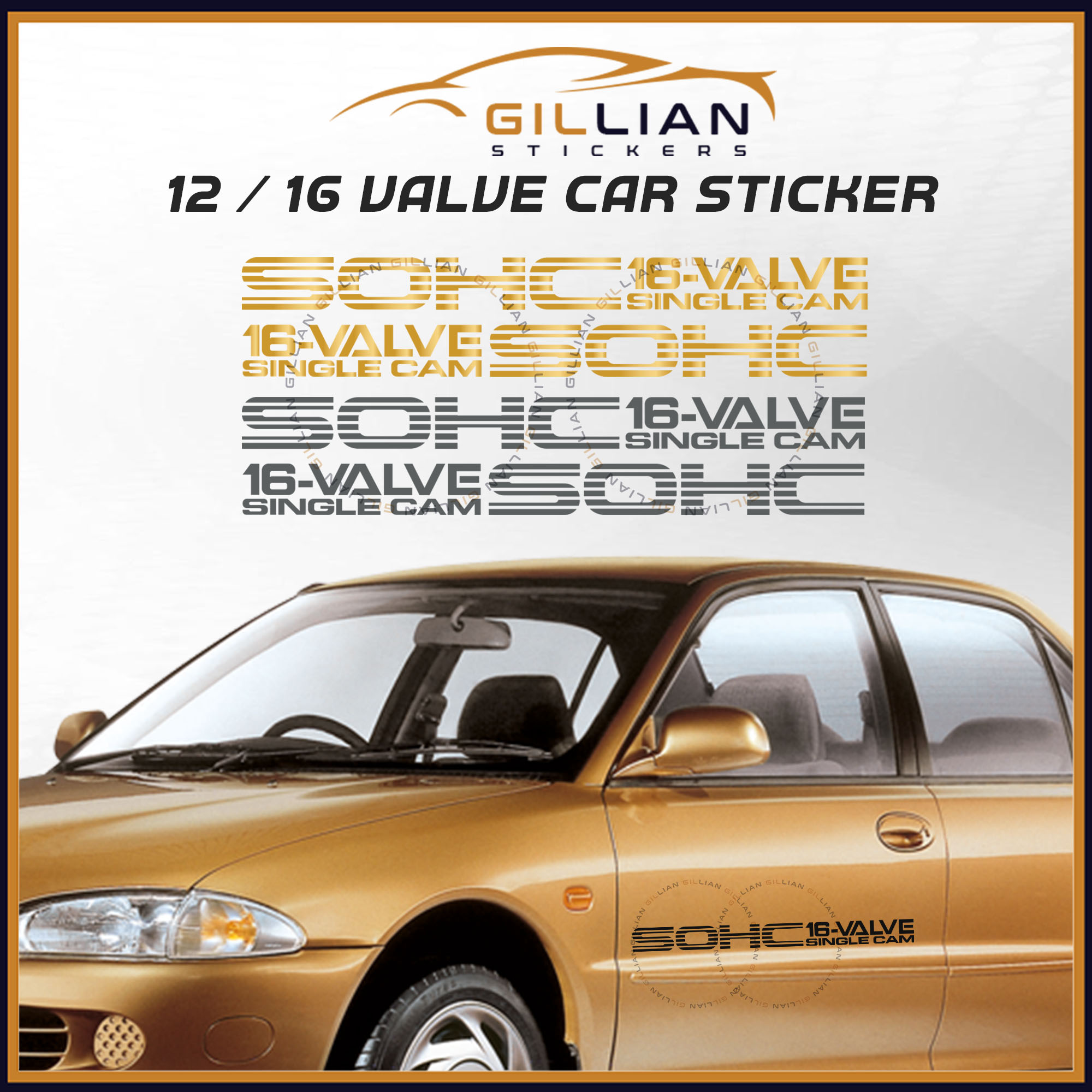 Car Sticker SOHC 12/16 Valve Single Cam for Wira Saga Colourful ...