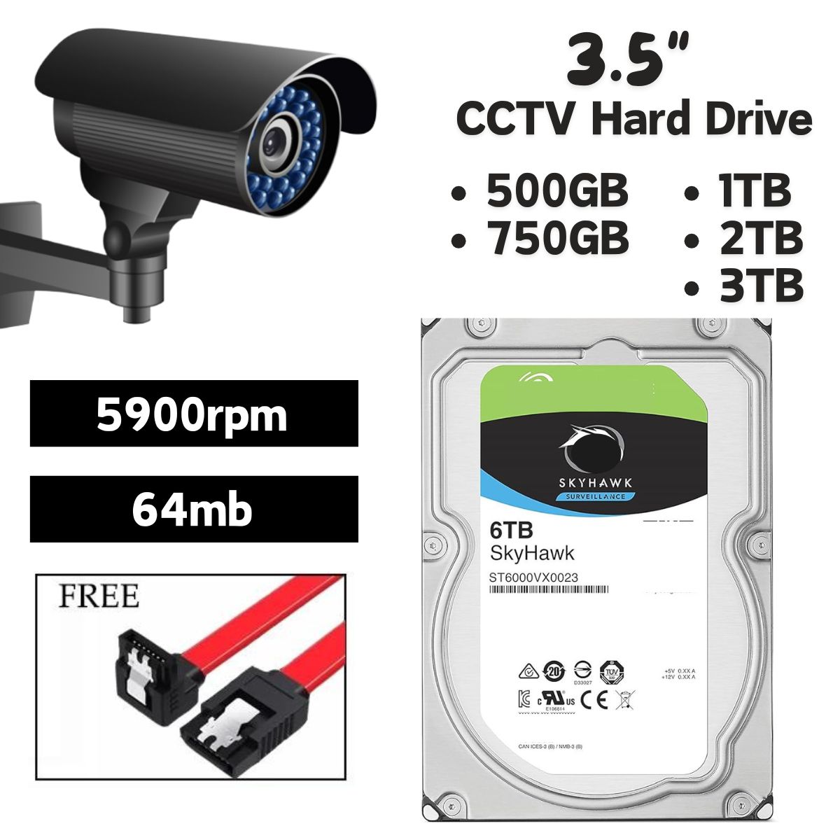 CCTV hdd Purplw / SkyHawk Hard Drive 3.5" Internal Surveillance Hard ...