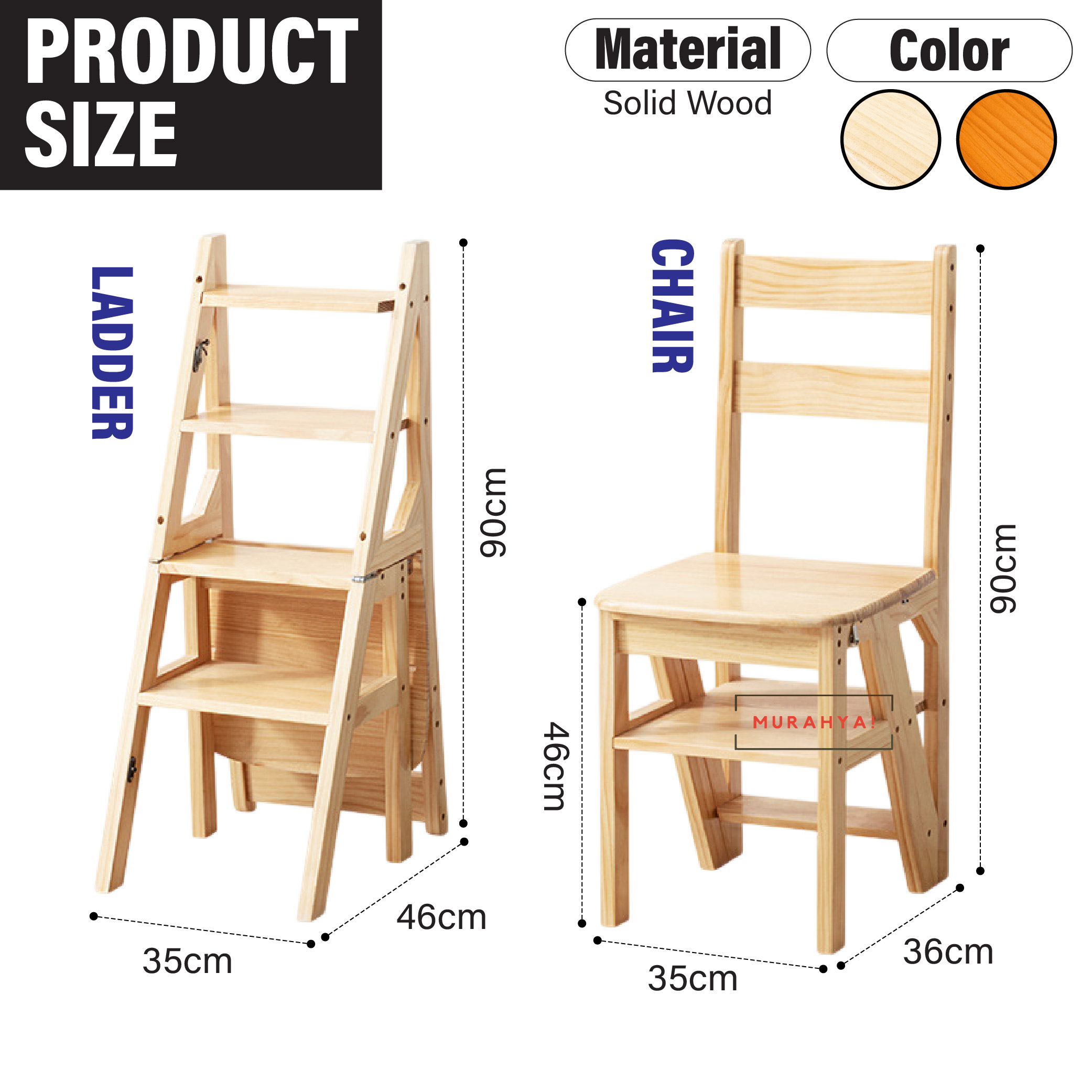 Ladder Chair Foldable Kerusi Tangga Lipat Heavy Duty Step Stool Chair ...