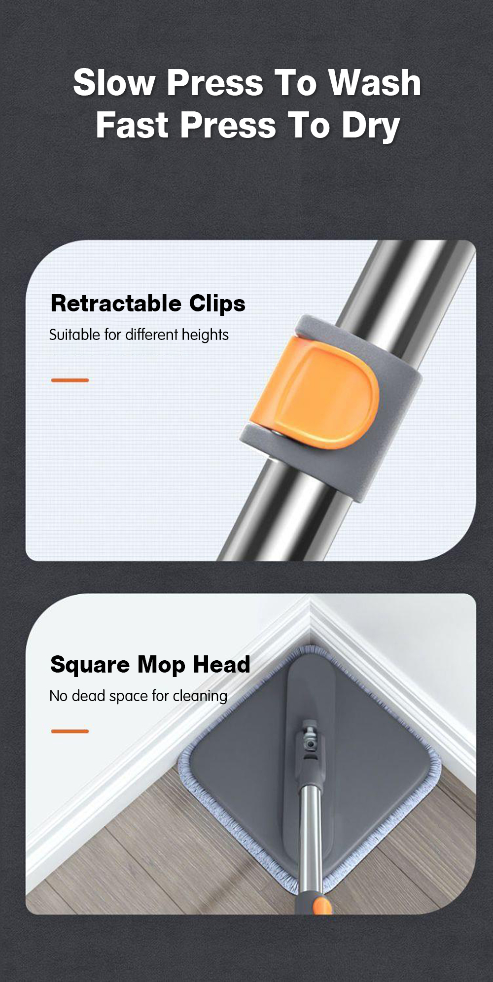 M16 Spin Mop Set Bucket Automatic Magic Rotating Mop Lazy Mops Hand Wash Free Self-Cleaning ...