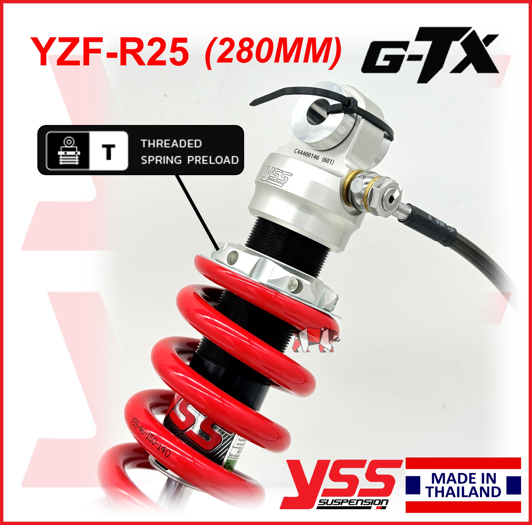 YSS R25 / R3 (280MM)(Gas+Tank) G-TX . Adjustable absorber Monoshock ...