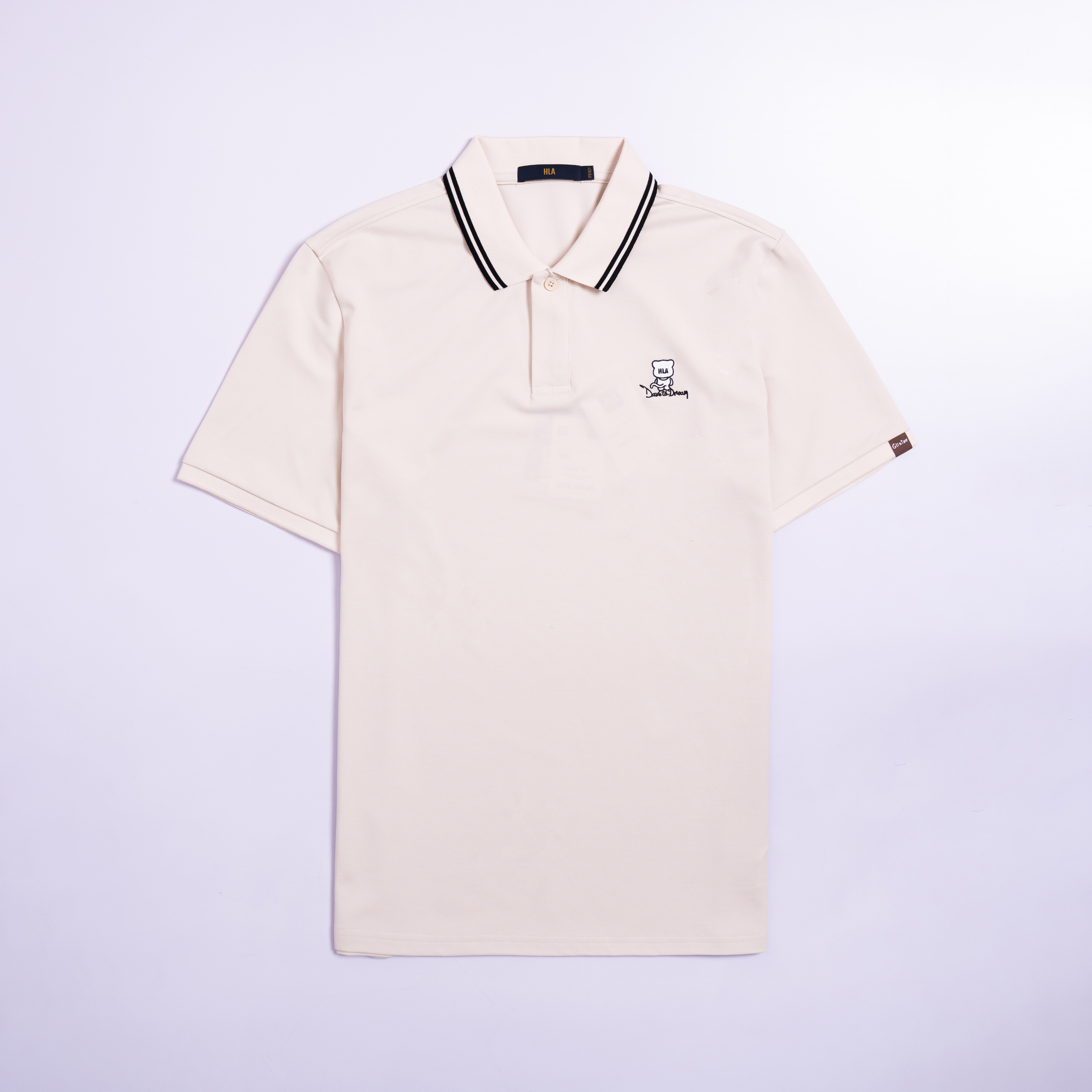 HLA Bear Embroidery Breathable Short Sleeve Polo Shirt Men ...