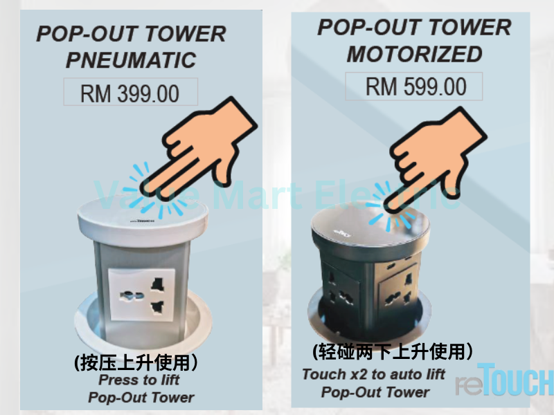 reTouch Powerhub PRO Automatic Pop up / Pop Out socket with Wireless ...